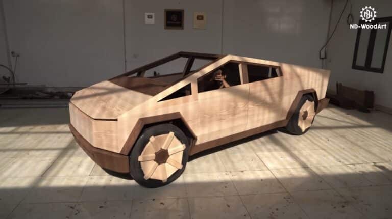 Unveiling Craftsmanship: Wooden Tesla Cybertruck Replica