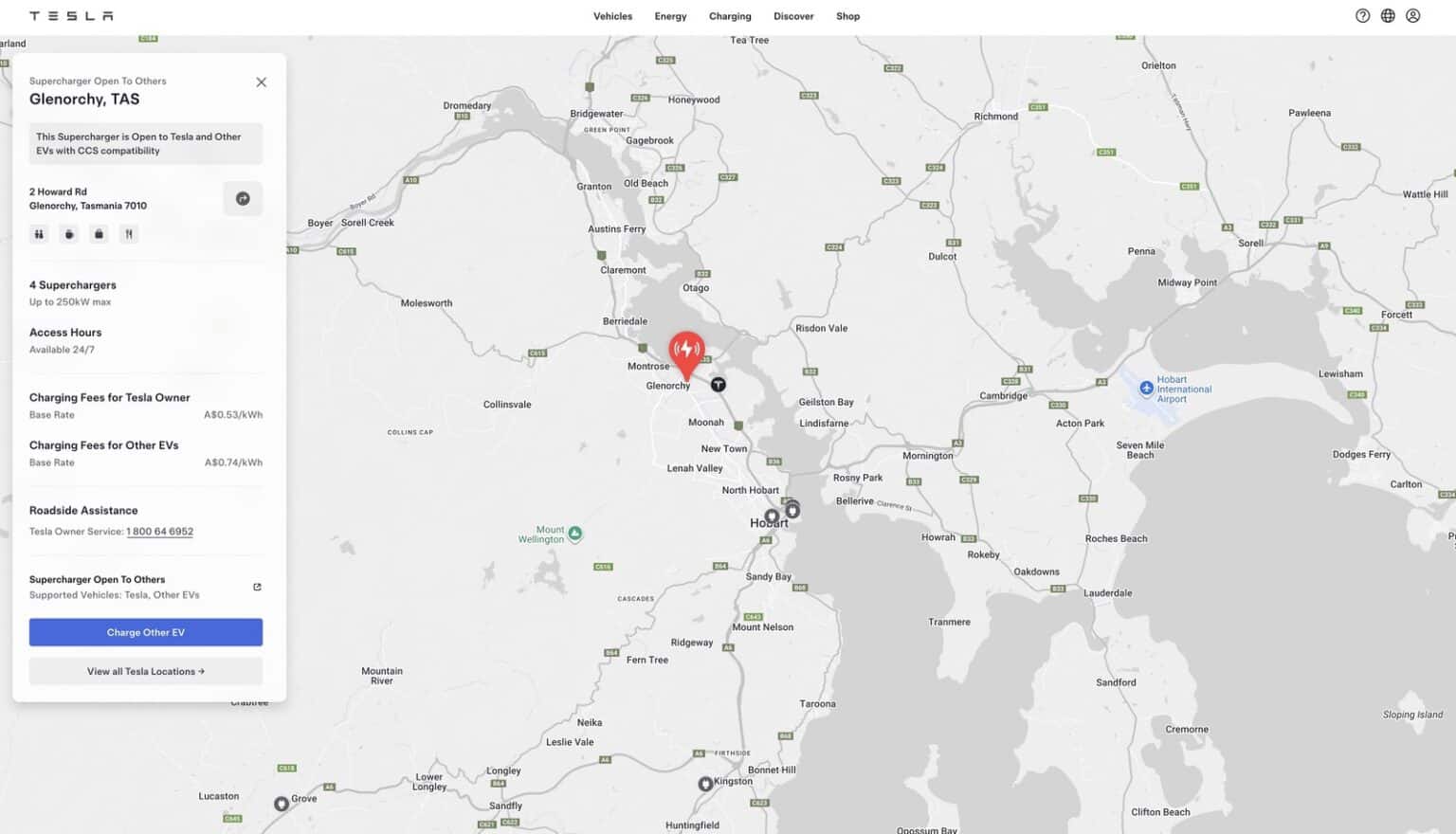 Tesla Hits 75,000 Superchargers With Rare ‘Glacier Blue’ Stall In Tasmania